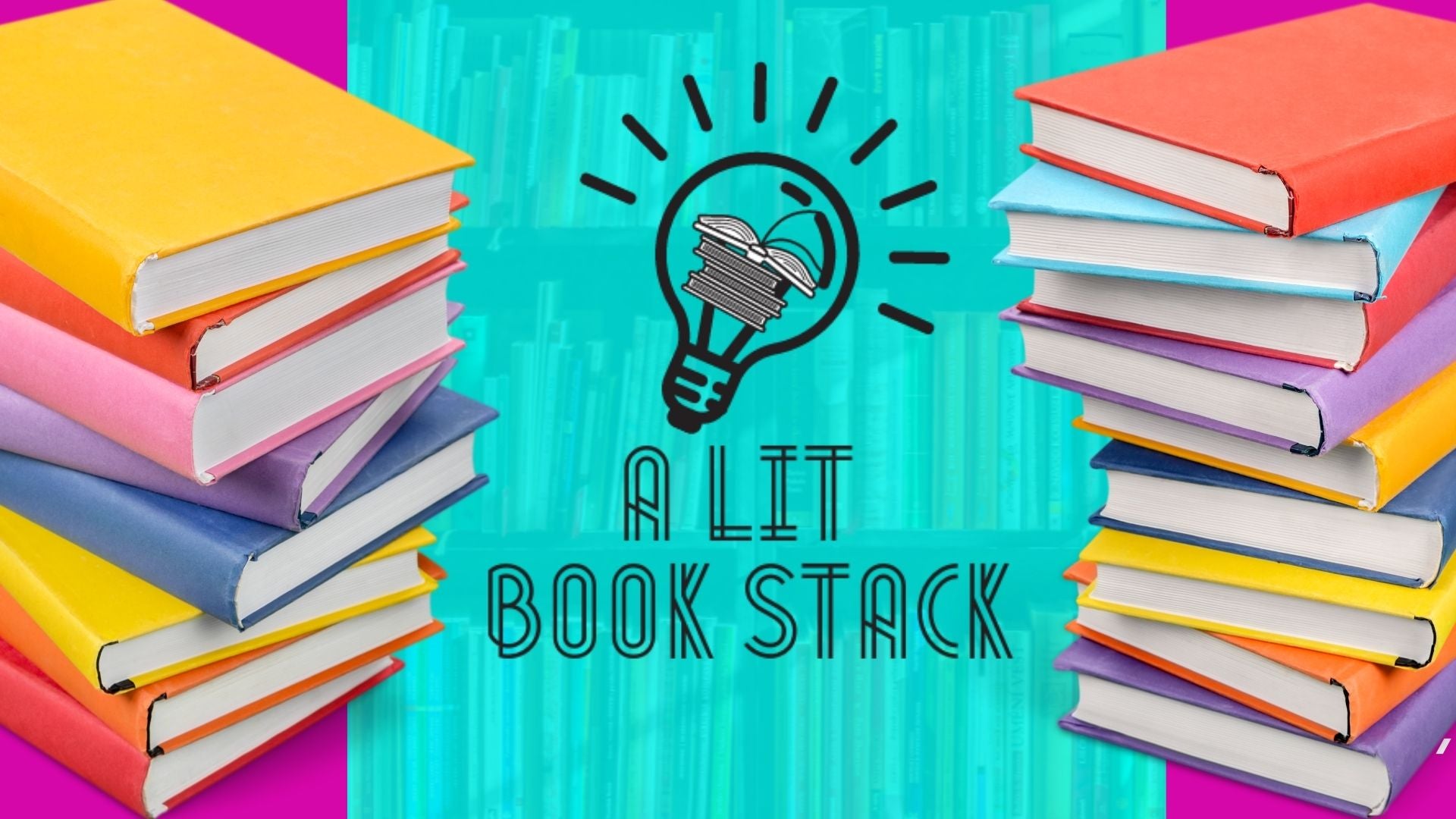 A Lit Book Stack